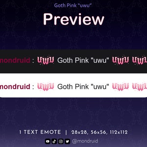 TEXT EMOTE | Pink Goth Text | Twitch | Youtube | Discord | Streamer ...
