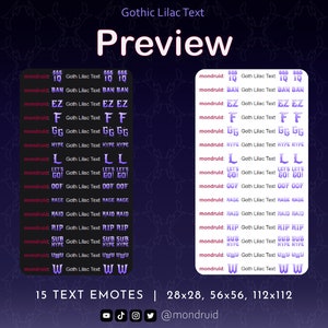 15 TEXT EMOTES | Lilac Goth Text | Twitch | Youtube | Discord ...