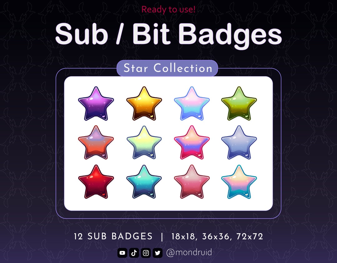 12 Star Sub & Bit Badges for Streamers | Star Collection | Twitch ...