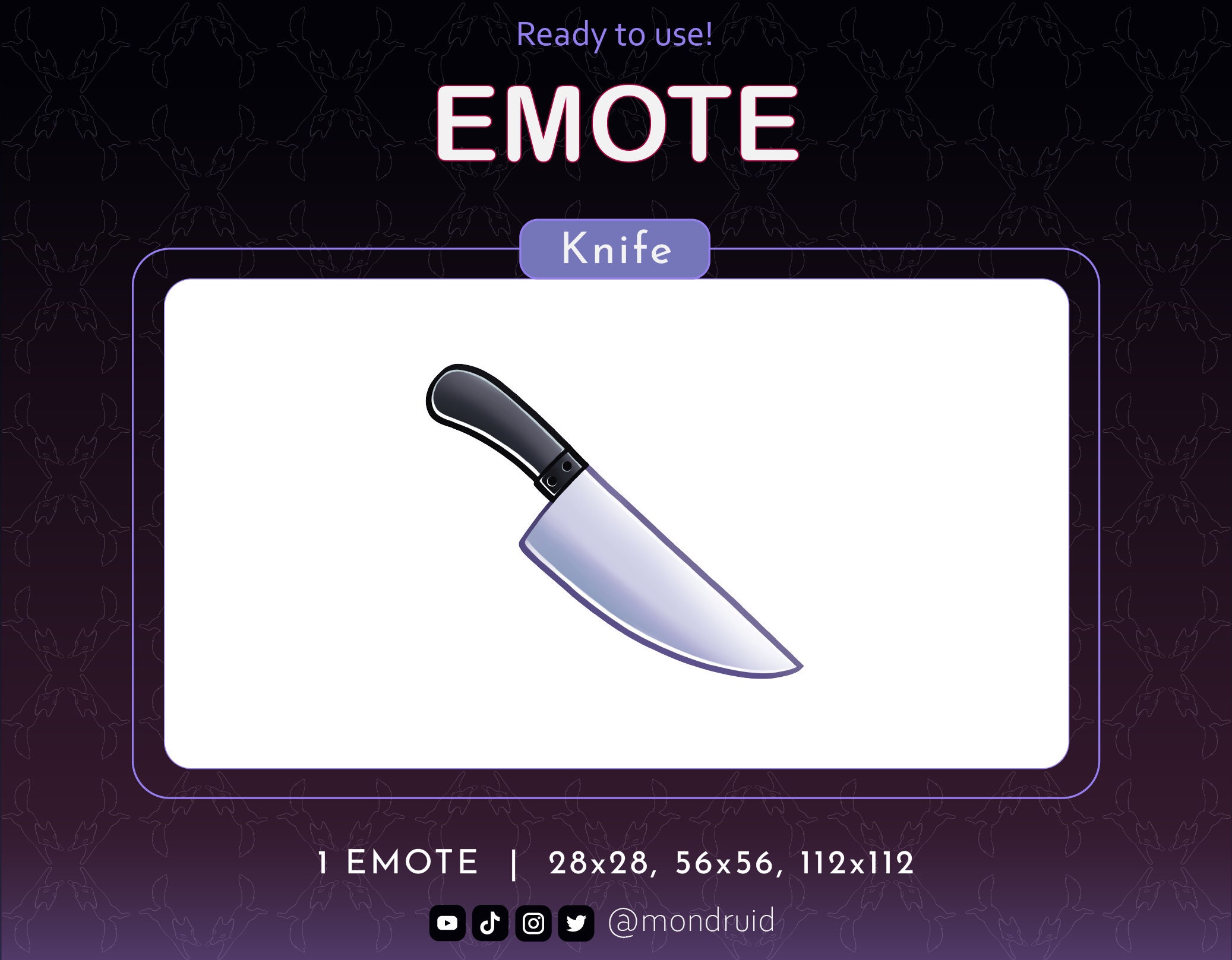 EMOTE Knife Twitch Youtube Discord Streamer Resources Dark Goth Black ...