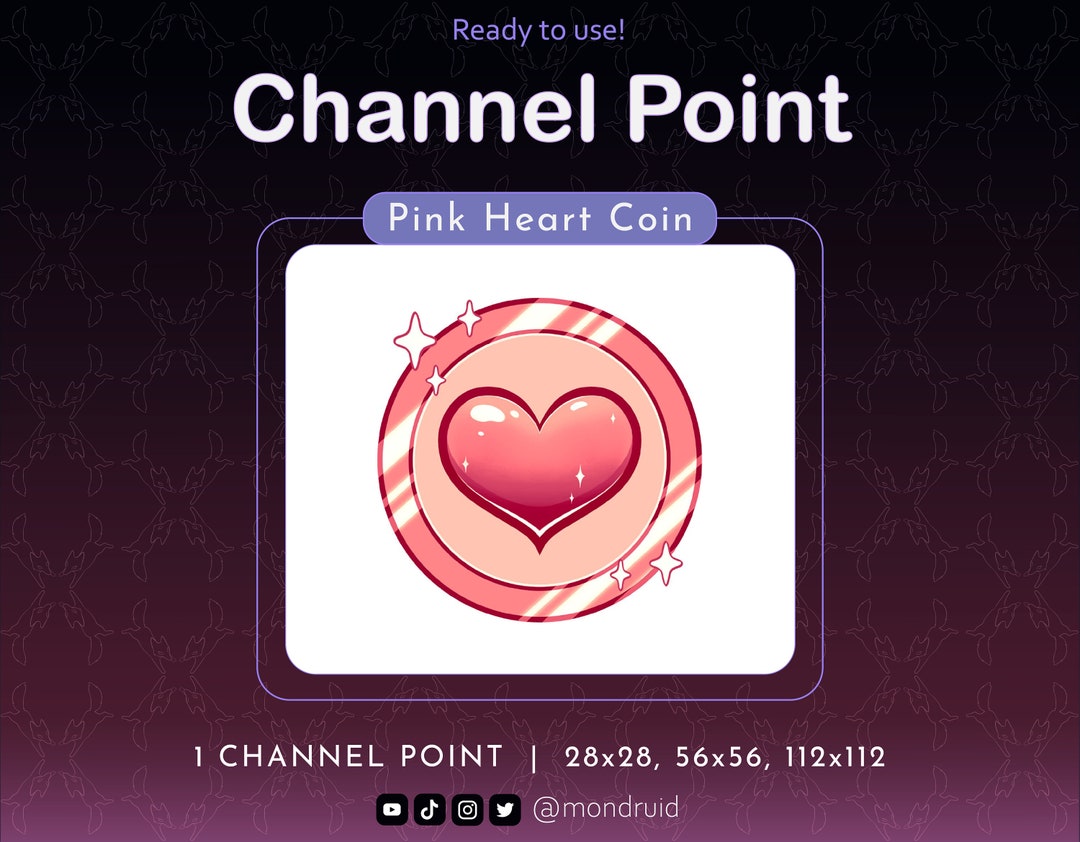 CHANNEL POINT | Pink Heart Coin | Emote | Twitch | Youtube | Discord ...