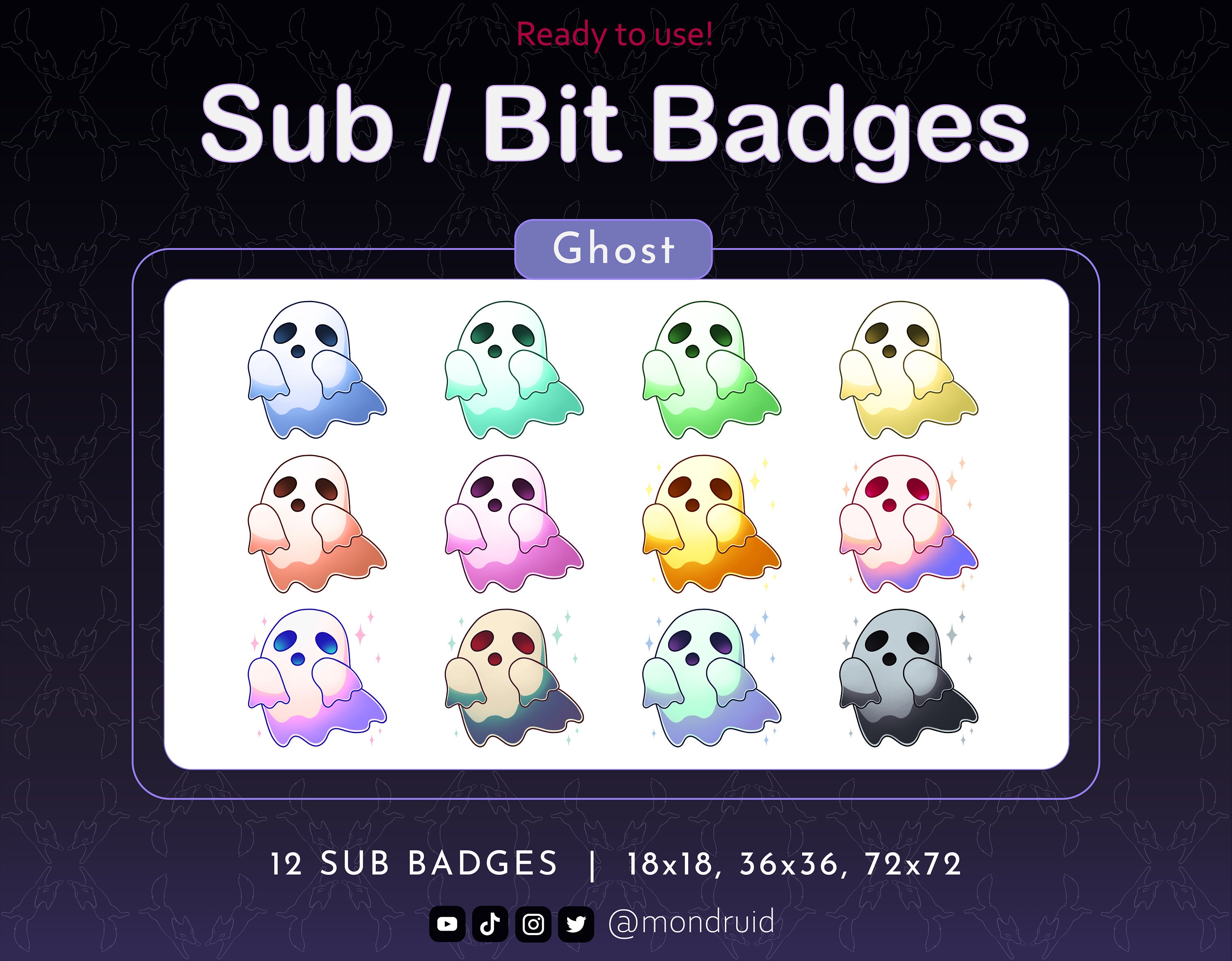 12 Sub & Bit Badges Ghost Twitch Youtube Discord - Etsy