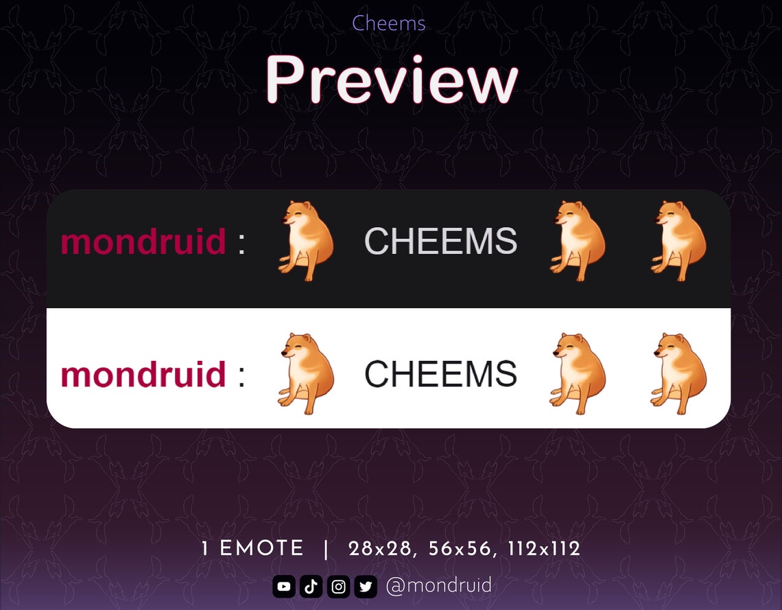 EMOTE Cheems Twitch Youtube Discord Streamer Resources Cheems Meme Dog ...