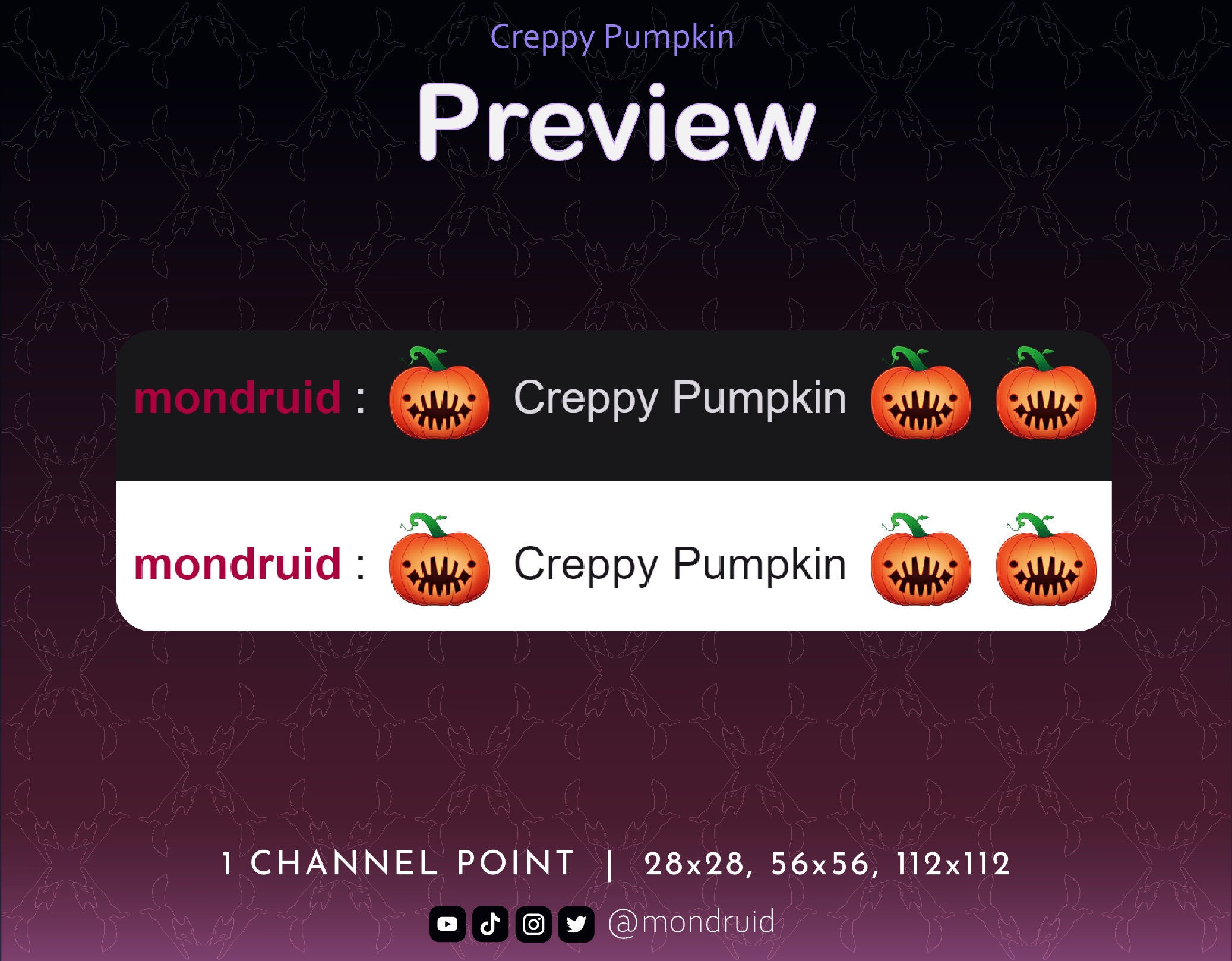 CHANNEL POINT Creppy Pumpkin Emote Twitch Youtube Discord Streamer ...