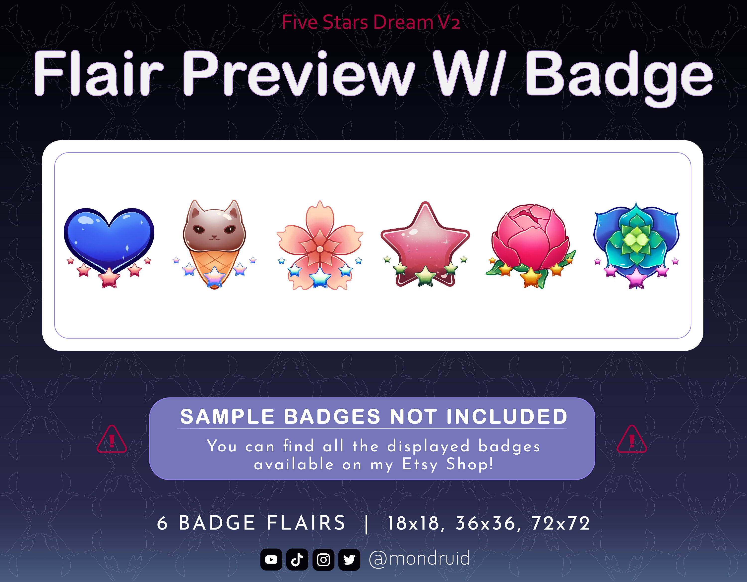 6 Sub Badge Flair | Five Stars Dream V2 | Twitch | Youtube | Discord ...