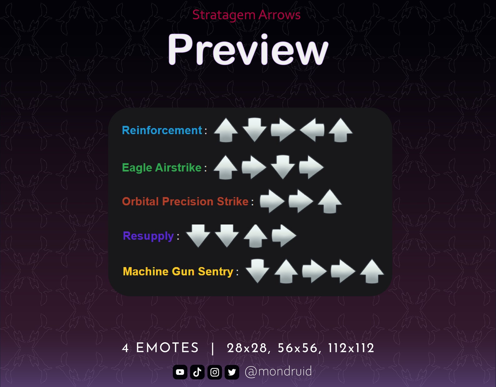 3 EMOTES | Stratagem Arrows | Twitch | Youtube | Discord | Streamer ...