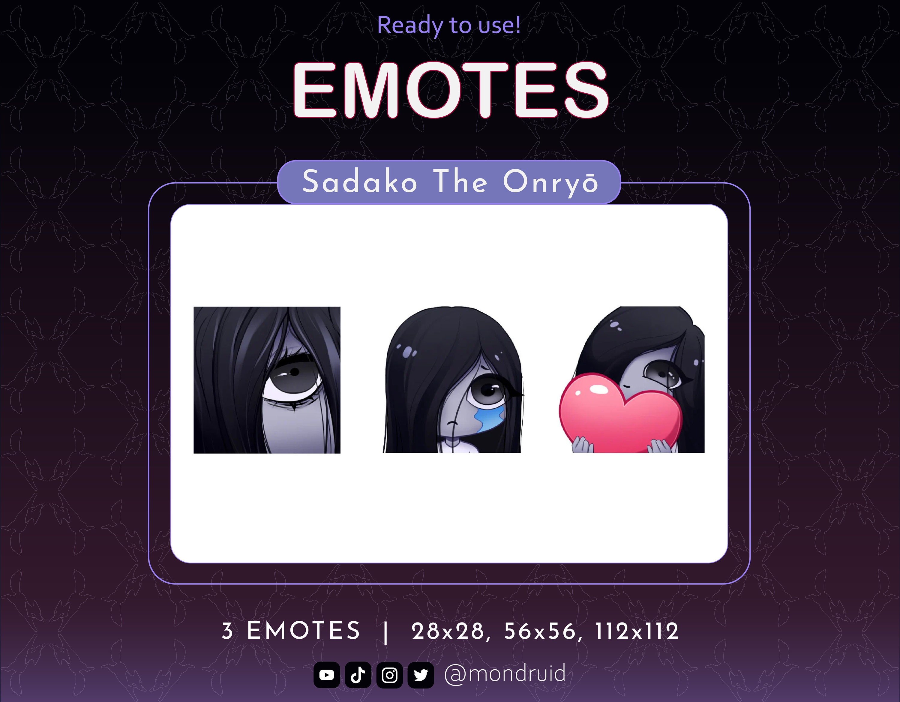 3 EMOTES | Sadako the Onryō | Twitch | Youtube | Discord | Streamer ...