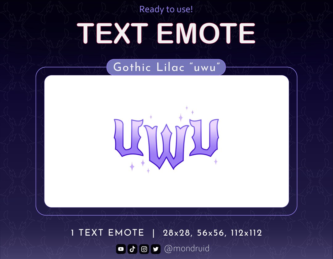 TEXT EMOTE Lilac/purple Goth Text Twitch Youtube - Etsy