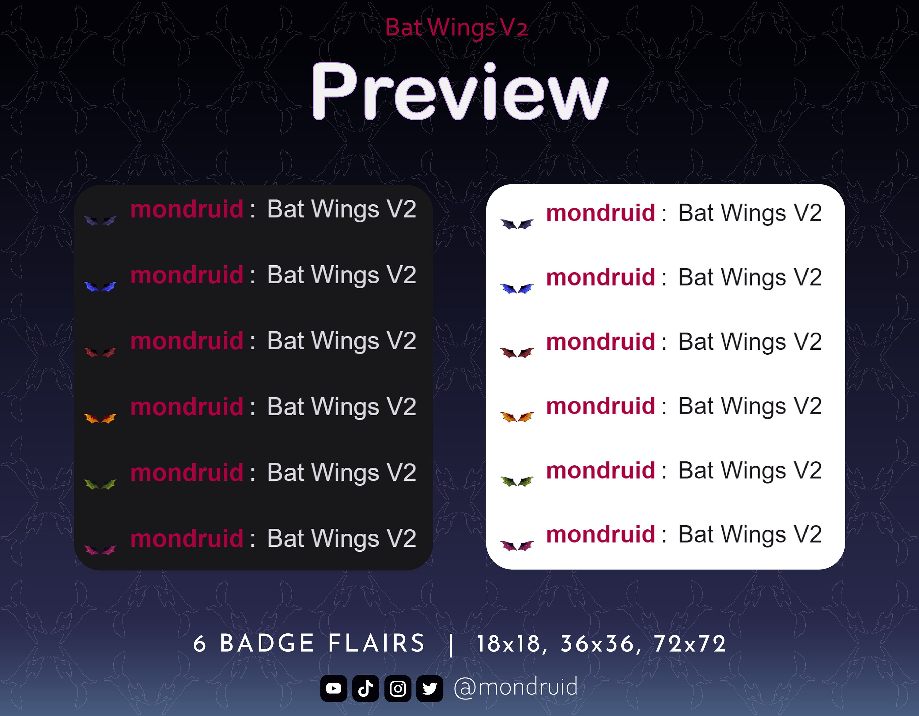 6 Sub Badge Flair Bat Wings V2 Twitch Youtube Discord Streamer ...
