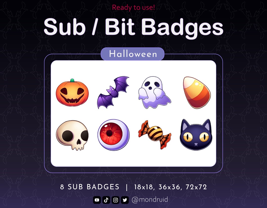 8 Sub & Bit Badges | Halloween | Twitch | Youtube | Discord | Streamer ...