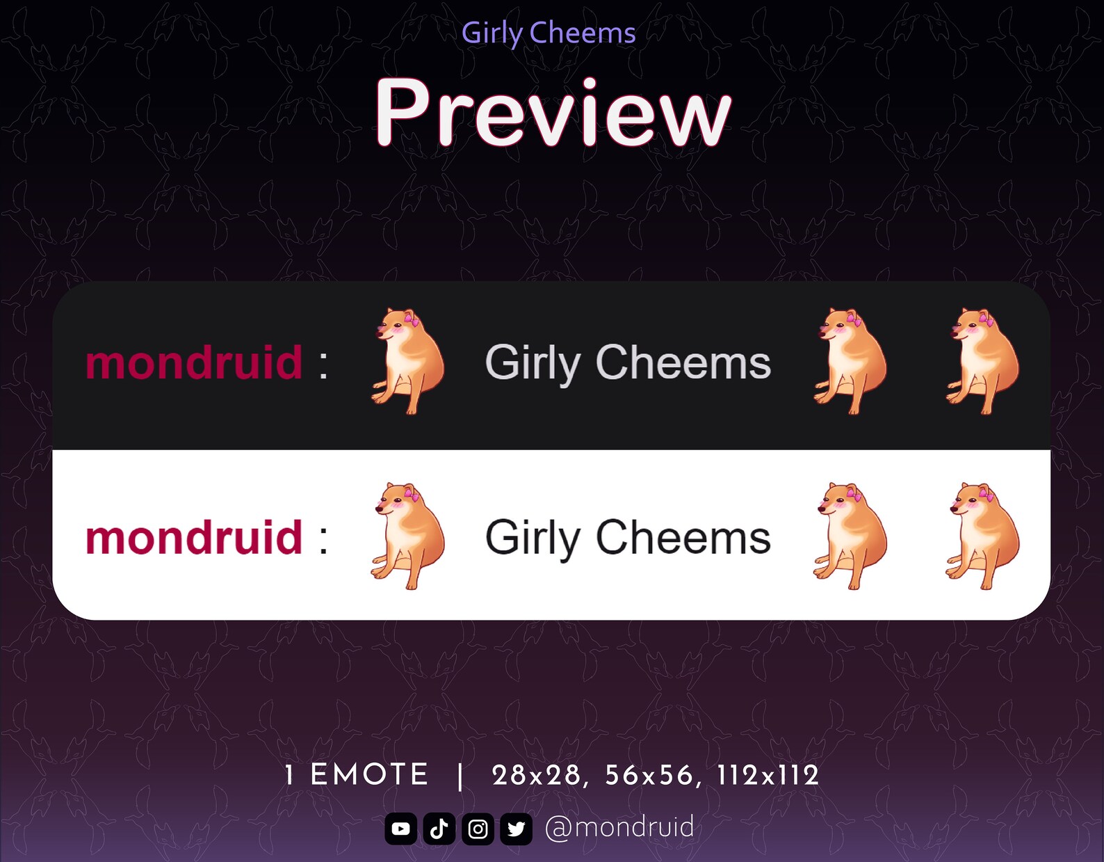 EMOTE | Girly Cheems | Twitch | Youtube | Discord | Streamer Resources ...