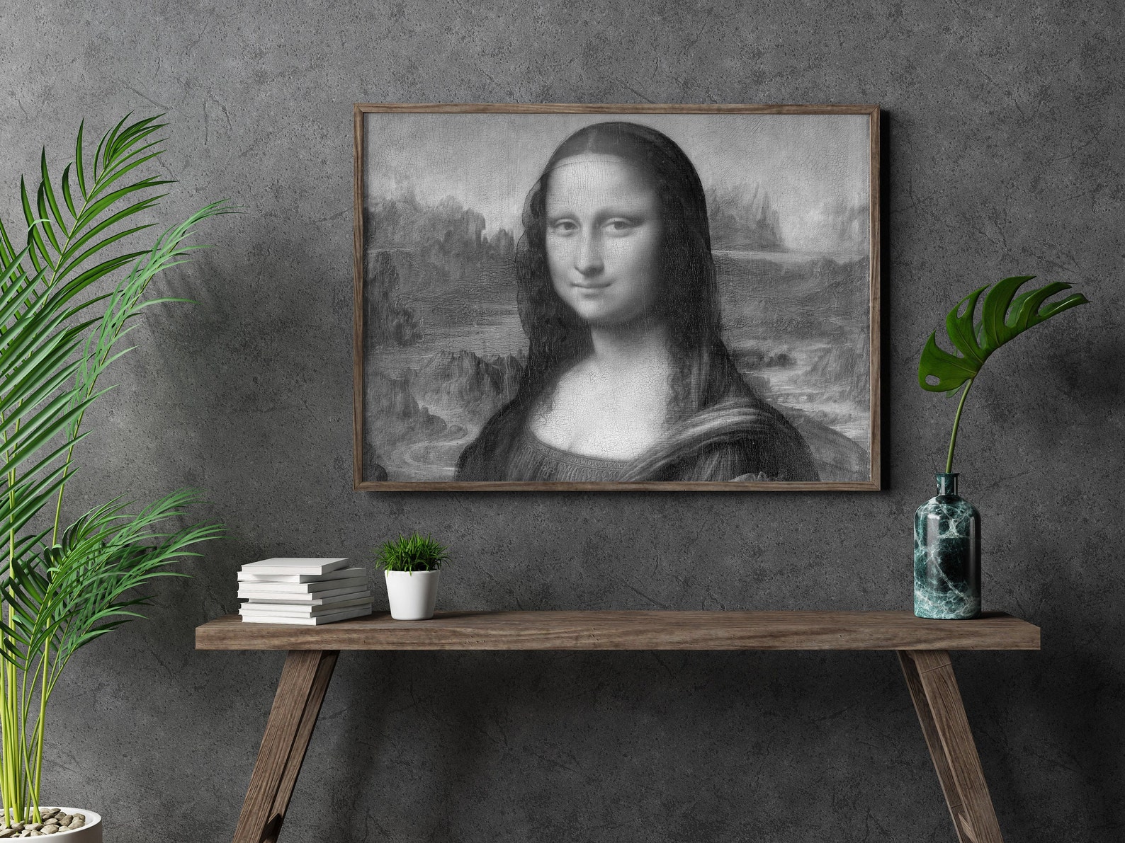 Black and White "mona Lisa" Gioconda by Leonardo Da Vinci. Digital File ...