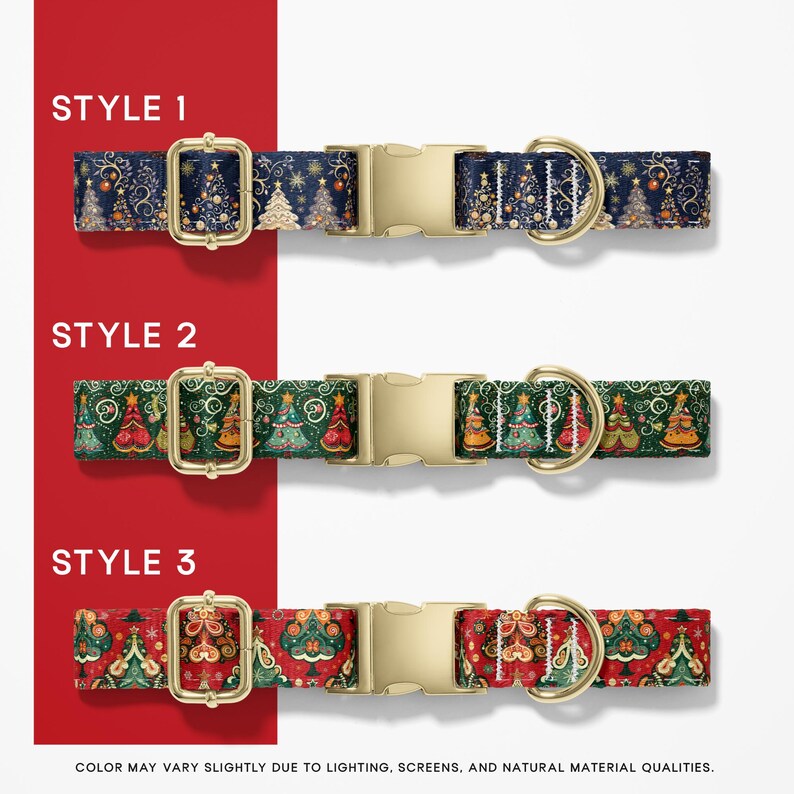 Engraved Christmas Dog Collar With Name, Holiday Dog Collar ...
