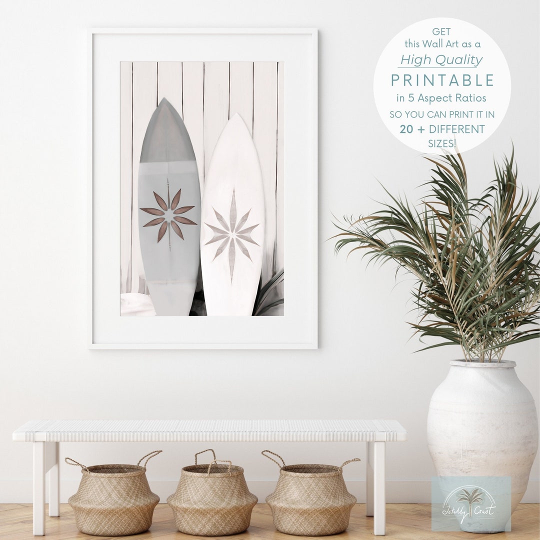 Surf Board Wall Art, Beach Print Download, Boho Beach Wall Art, Coastal ...