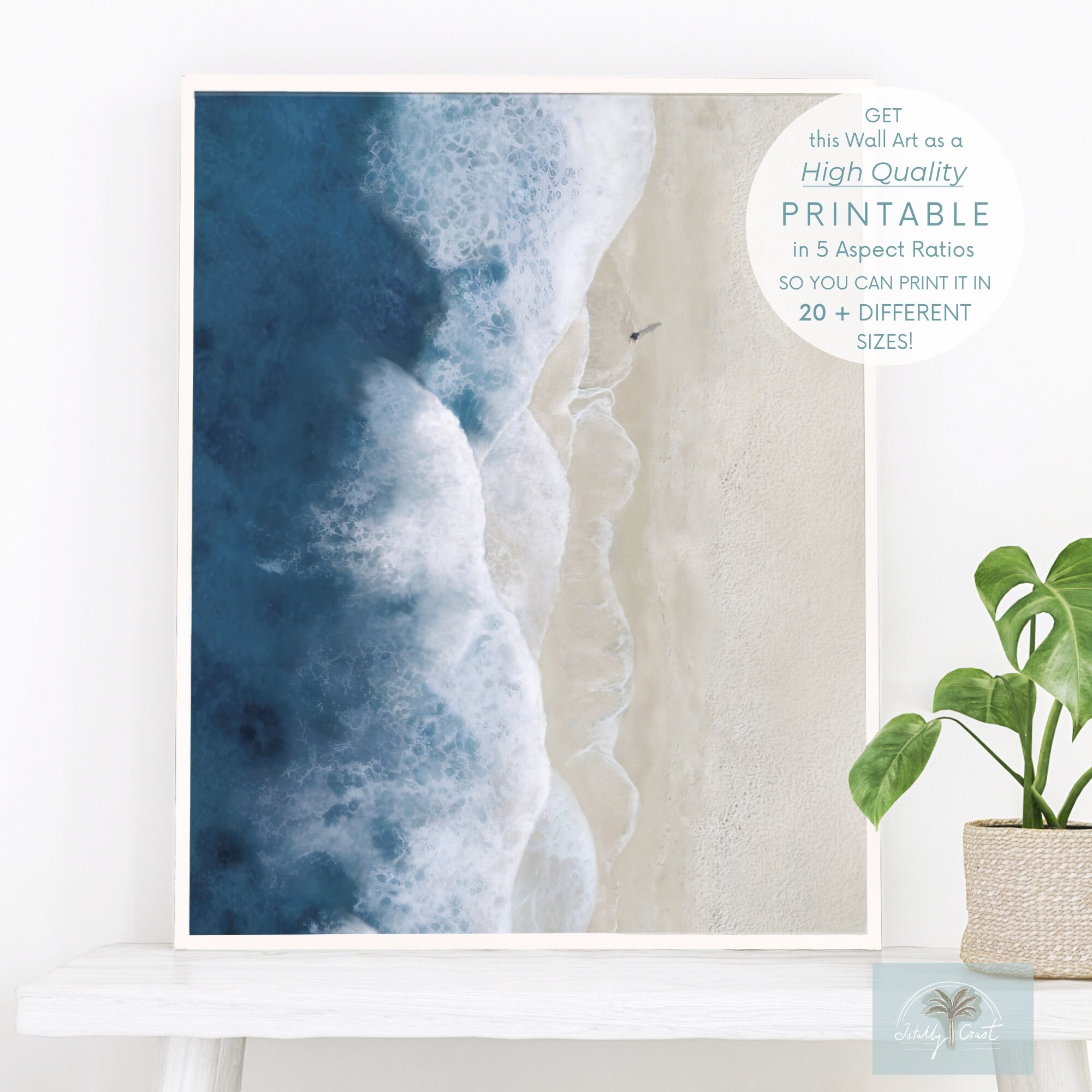 Aerial Ocean Print, Large Printable Aerial Waves Print, Downloadable ...