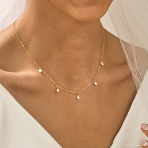 Minimalist Pearl Drop Necklace, Dainty Everyday Simple Pearl Necklace ...