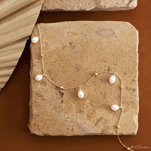 Dainty Pearl Drop Necklace, Multiple Pearl Necklace With Bead Chain ...