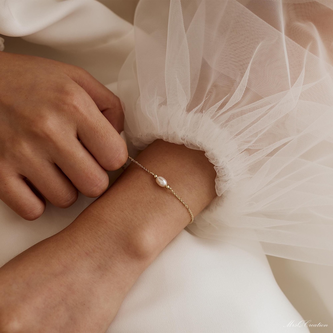 Minimalist Freshwater Pearl Bracelet, Handmade Real Pearl Bracelet, Tiny Bead Bracelet, Bridal ...