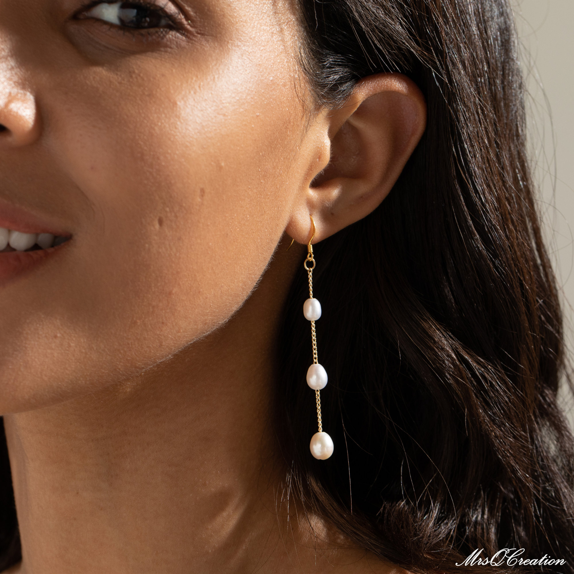 Freshwater Pearl Drop Earrings Bridal Pearl Earrings 18K - Etsy UK