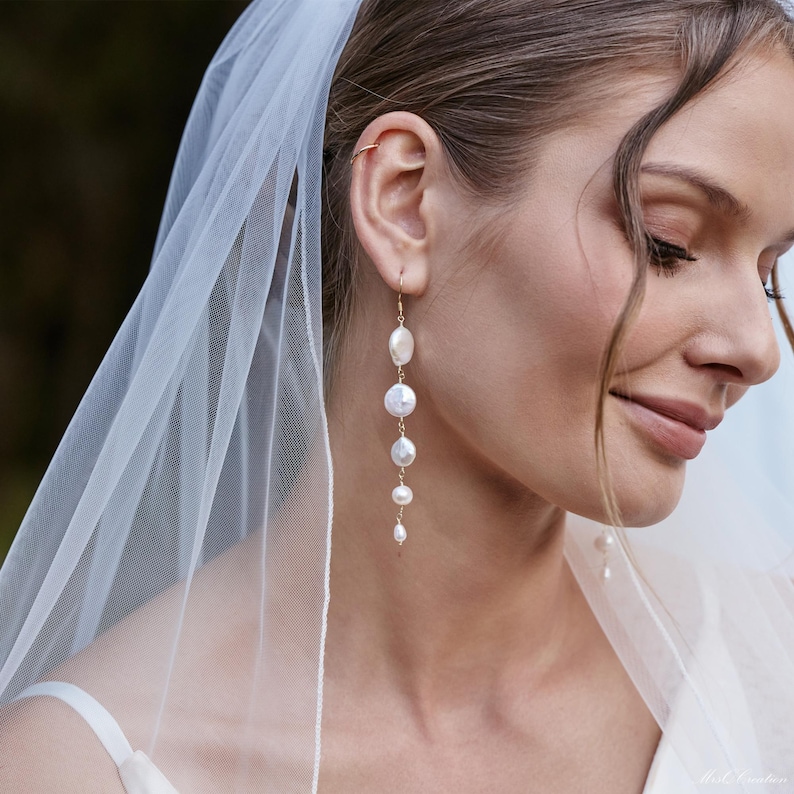 Freshwater Baroque Pearl Drop Earrings, Long Pearl Drop Earrings ...