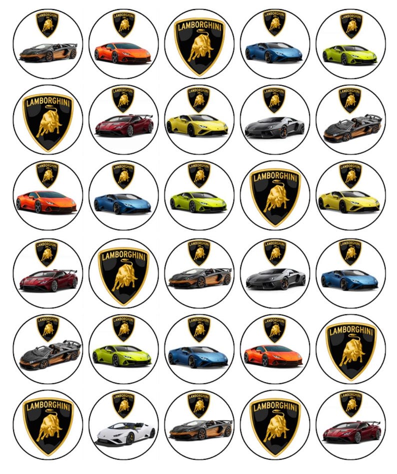 Lamborghini Yellow Car Edible Cake Toppers Birthday Cake & Cupcake ...