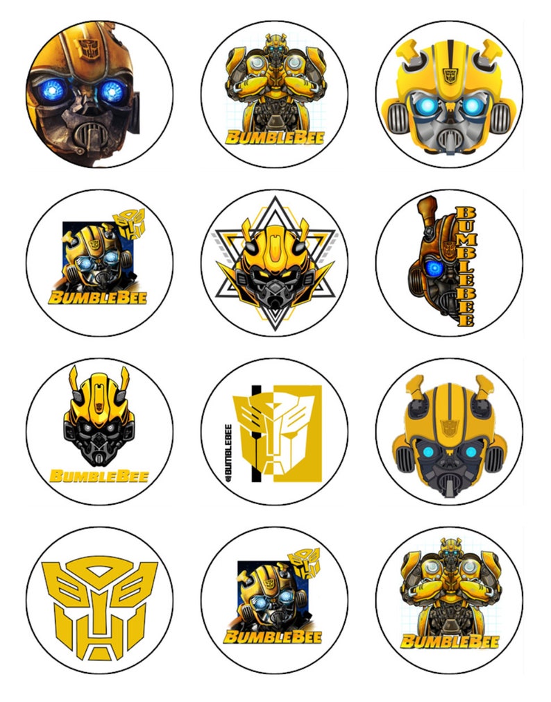 Superhero Transformers Bumblebee Cupcake Toppers Edible Icing Birthday ...