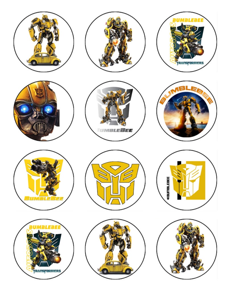 Superhero Transformers Bumblebee Cupcake Toppers Edible Icing Birthday ...