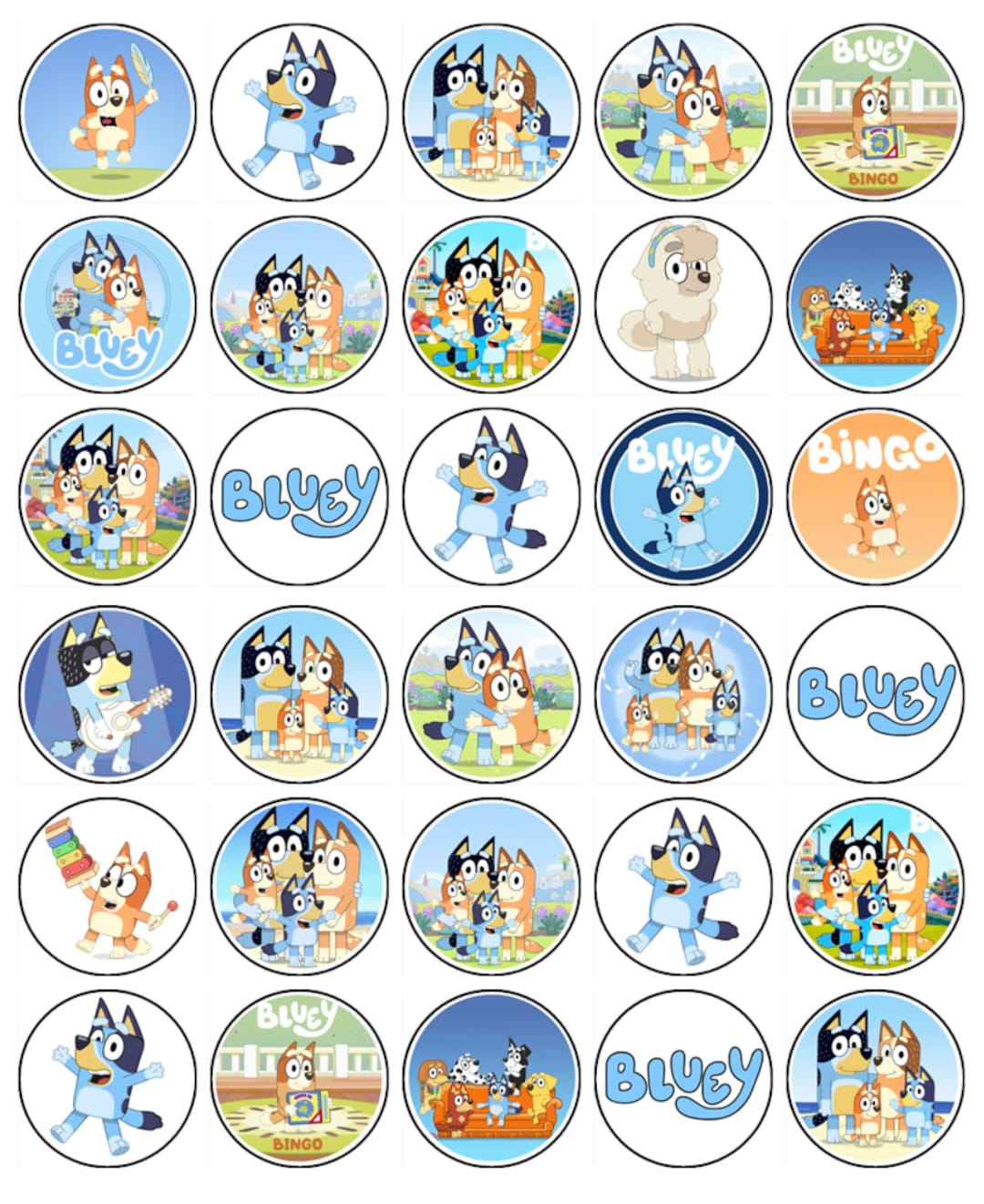 Cartoon Bluey Cupcake Toppers Edible Icing Birthday Cake Decorations 2 ...