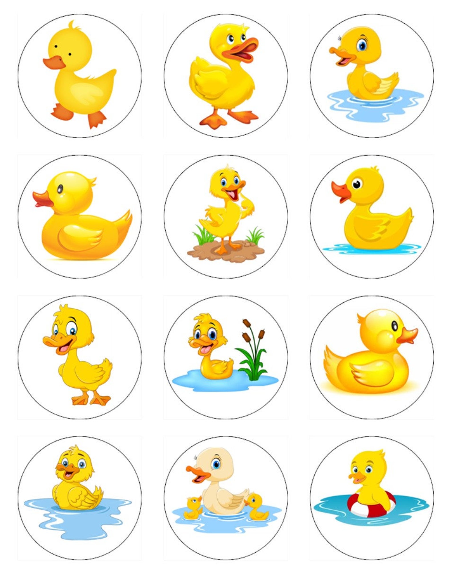 Duck Cupcake Toppers Edible Icing Farm Animal Birthday Cake Decorations ...