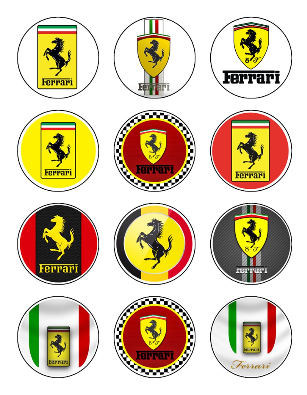 Car Logo's Ferrari Cupcake Toppers Edible Wafer Birthday Cake Car ...