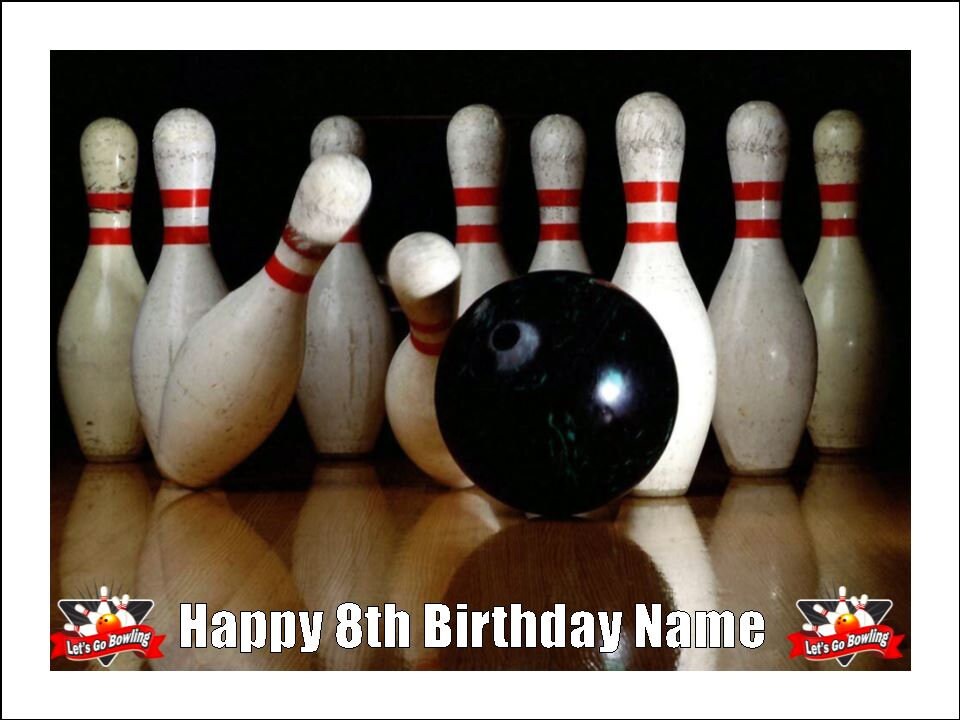 Ten Pin Bowling Cake Toppers Edible Icing Birthday Cake Sports ...