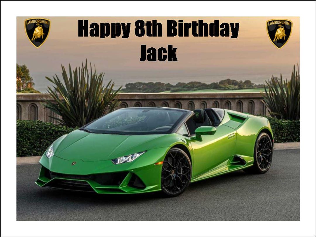 Lamborghini Yellow Car Edible Cake Toppers Birthday Cake & Cupcake ...