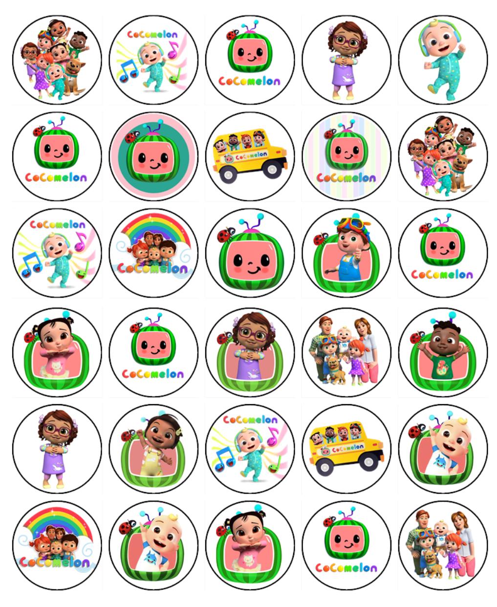 Cocomelon Edible Cake Toppers Wafer Birthday Cake & Cupcake Decorations ...