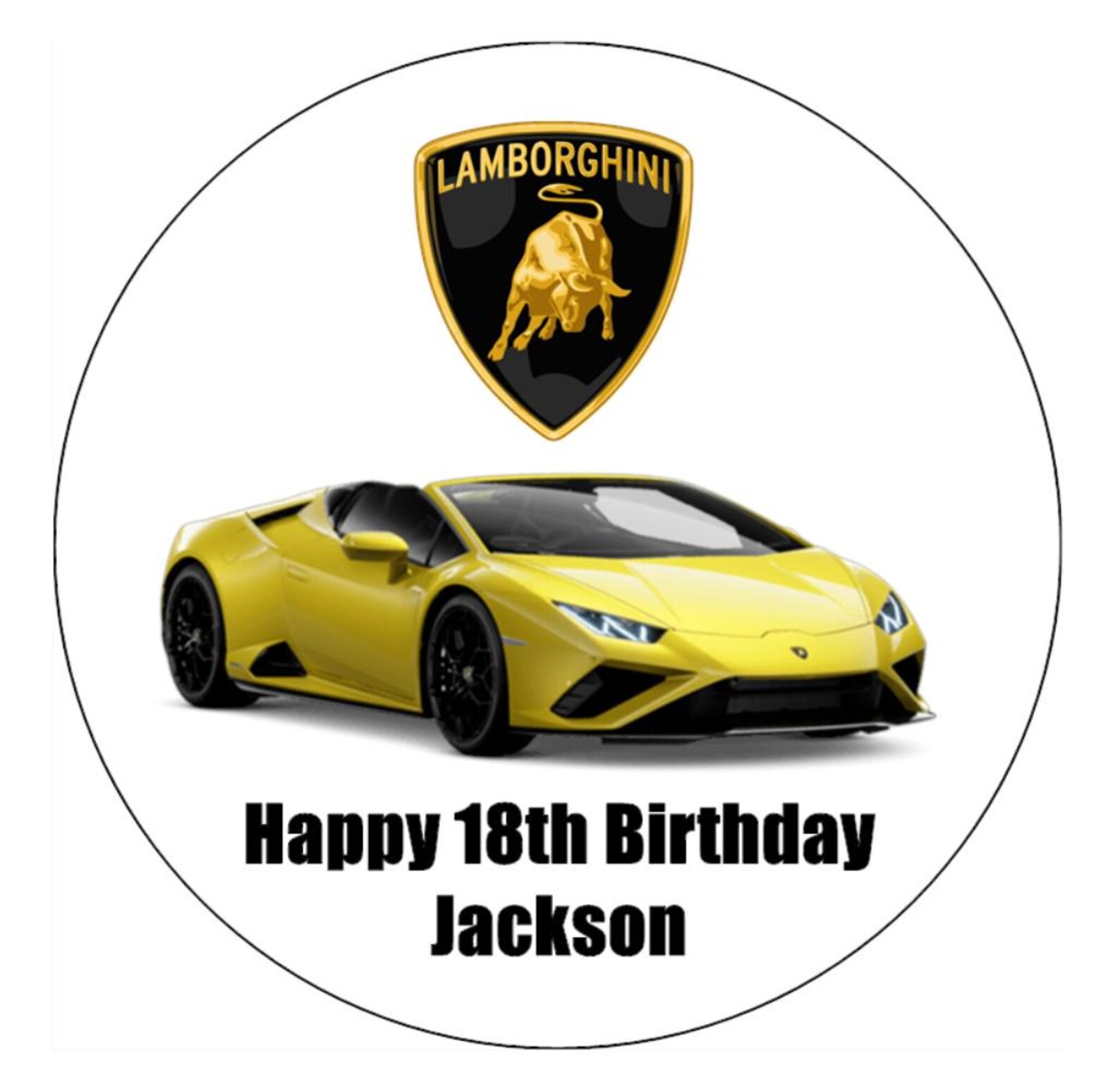 Lamborghini Yellow Car Edible Cake Toppers Birthday Cake & Cupcake ...