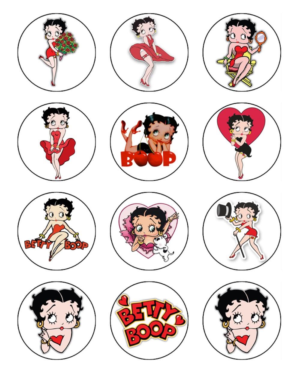 Betty Boop Edible Cupcake Toppers Icing Birthday Cake Decorations 2 ...