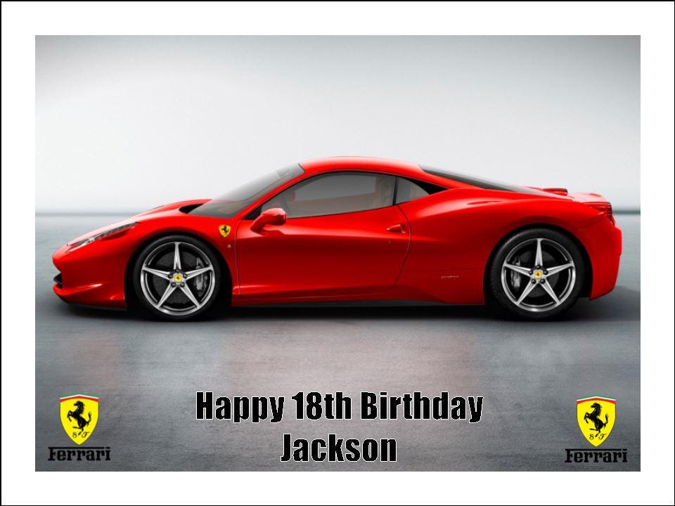 Red Ferrari Car Edible Cake Topper Birthday Cake & Cupcake Decorations ...