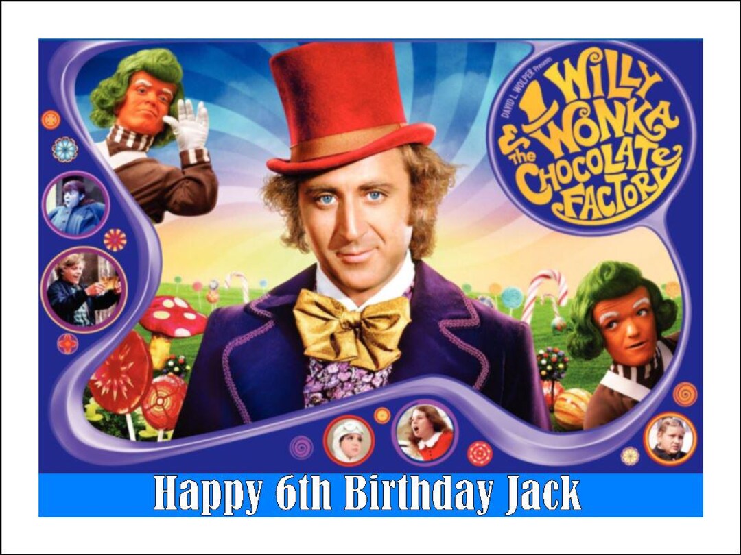 Willy Wonka Cake Toppers Edible Icing Birthday Cake & Cupcake ...