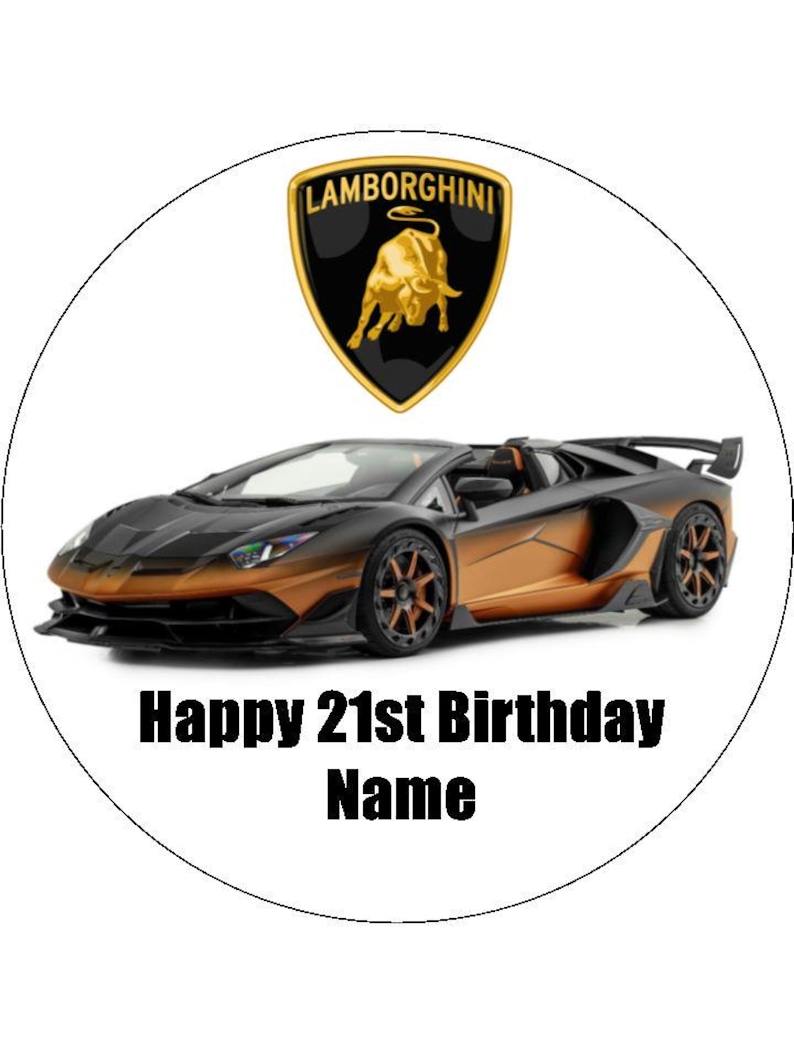 Lamborghini Yellow Car Edible Cake Toppers Birthday Cake & Cupcake ...