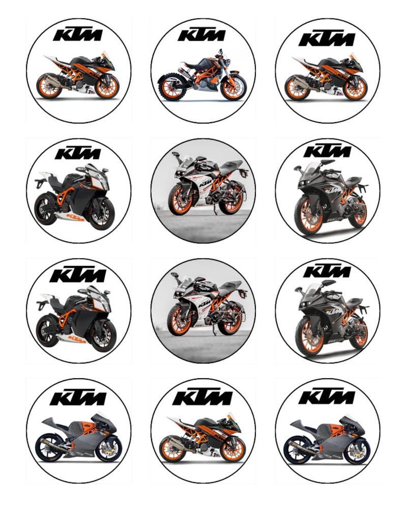 KTM Road Bike Cupcake Toppers Edible Icing Motorcycle Cake Decorations ...