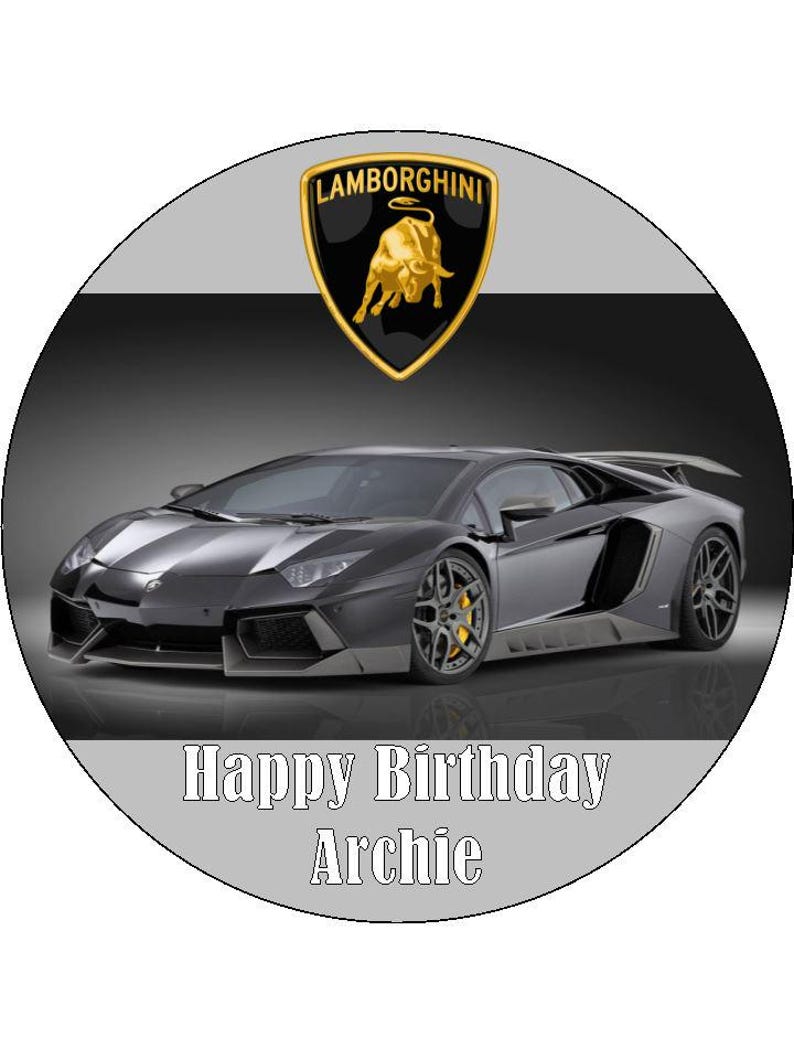 Lamborghini Yellow Car Edible Cake Toppers Birthday Cake & Cupcake ...