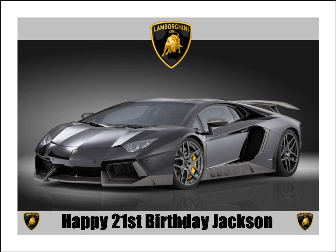 Lamborghini Yellow Car Edible Cake Toppers Birthday Cake & Cupcake ...