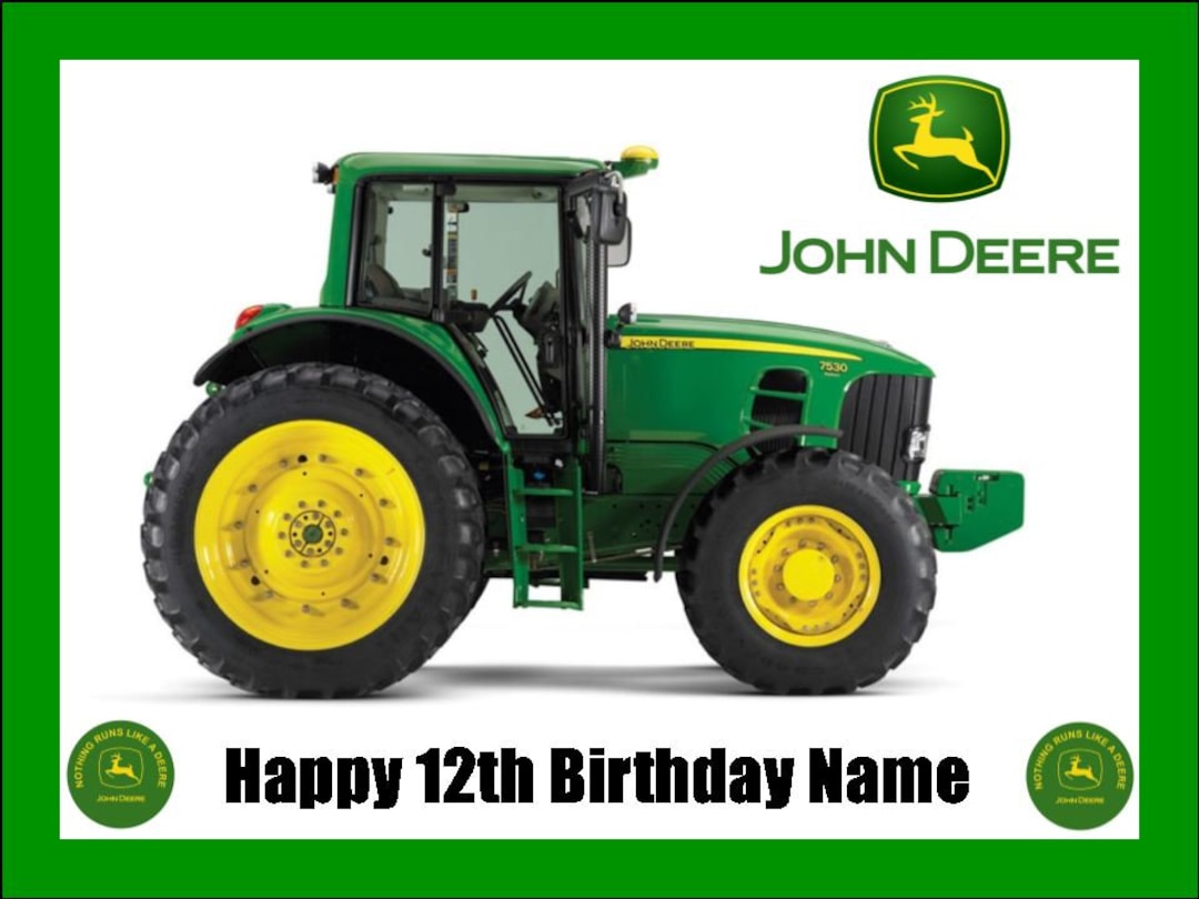 Tractor Cake Topper Edible Icing Birthday Cake John Deere Tractor ...
