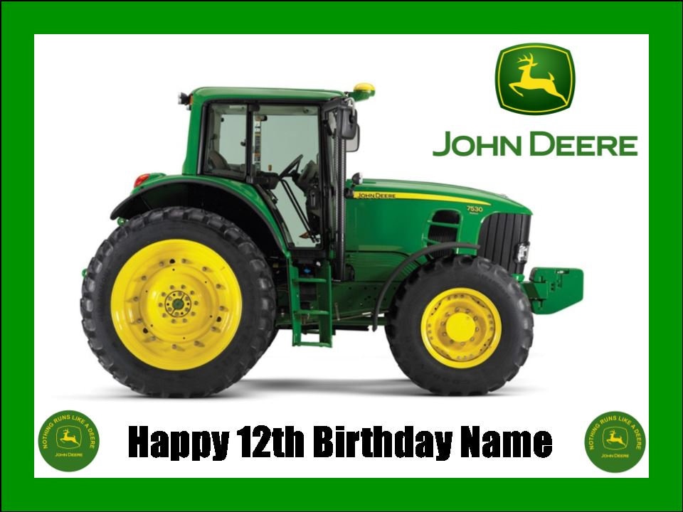 Tractor Cake Topper Edible Icing Birthday Cake John Deere Tractor ...