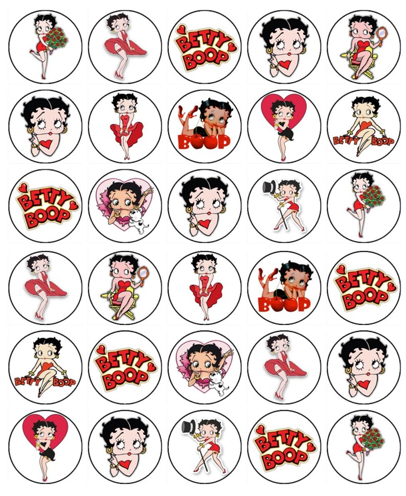 Betty Boop Edible Cupcake Toppers Icing Birthday Cake Decorations 2 ...
