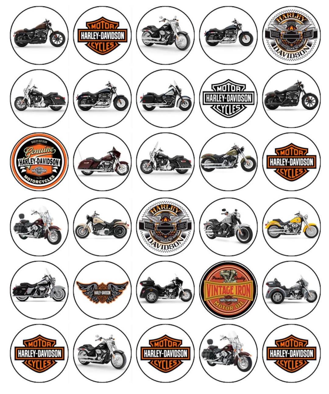 Harley Davidson Motorcycle Cupcake Toppers Edible Icing Cake ...