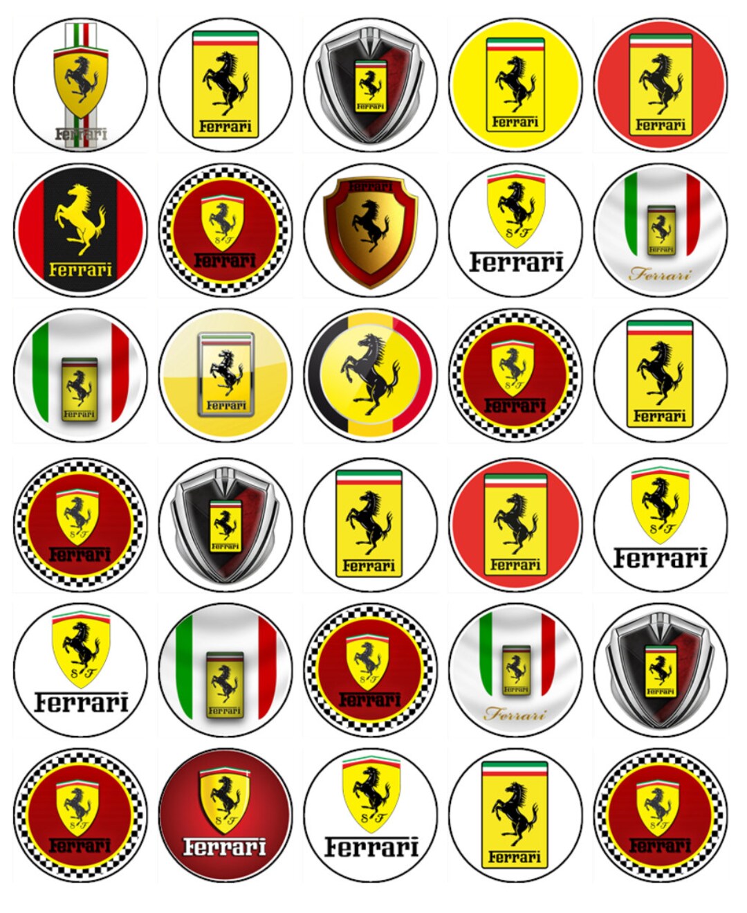 Car Logo's Ferrari Cupcake Toppers Edible Wafer Birthday Cake Car ...