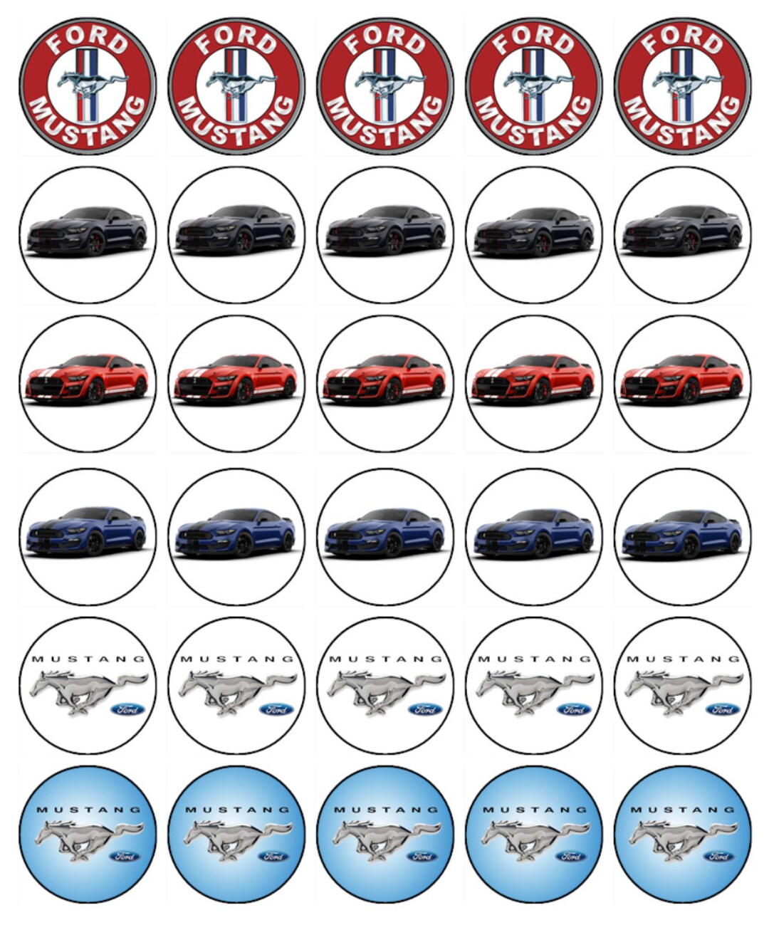 Car Logo's Ford Mustang Cupcake Edible Wafer Birthday Cake Car ...