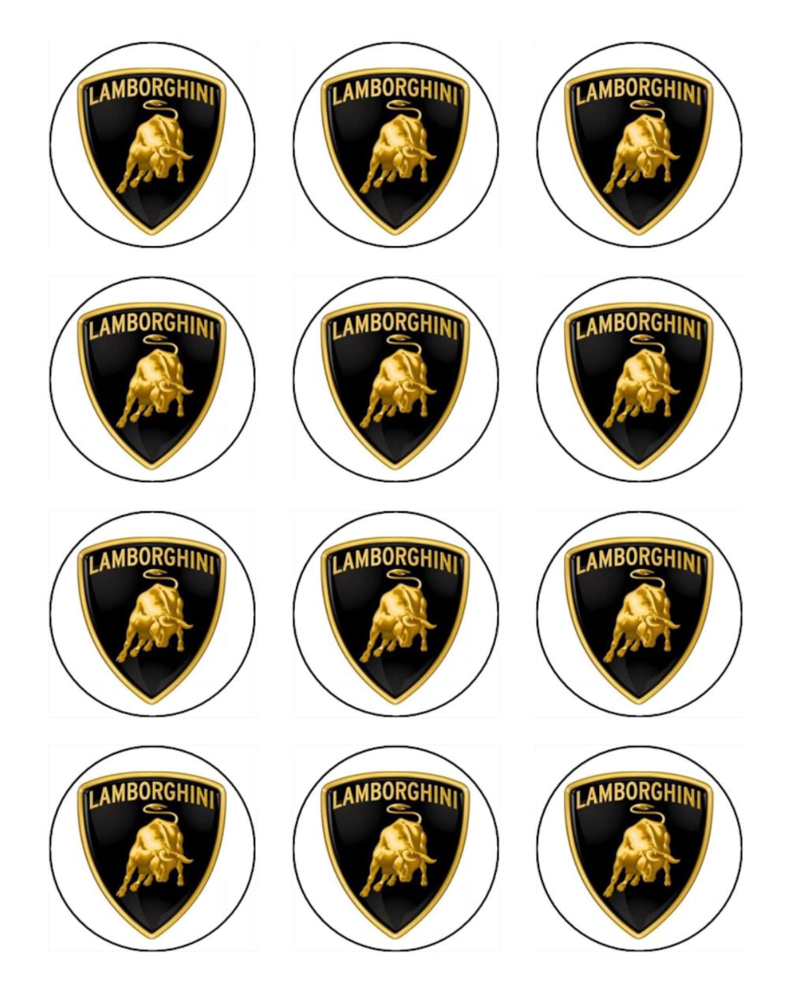Lamborghini Yellow Car Edible Cake Toppers Birthday Cake & Cupcake ...