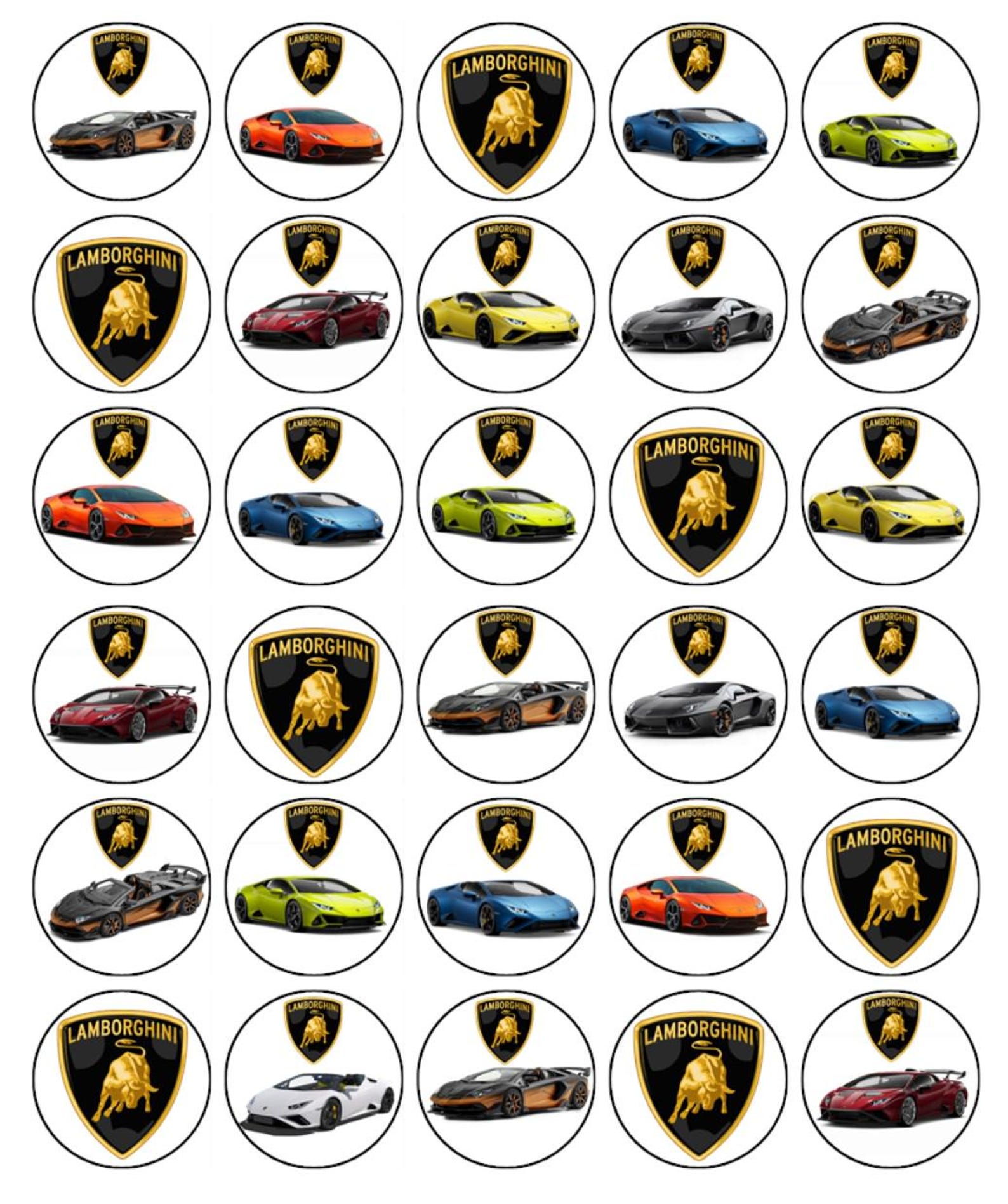 Lamborghini Car Cupcake Toppers Edible Icing Birthday Cake Decorations ...