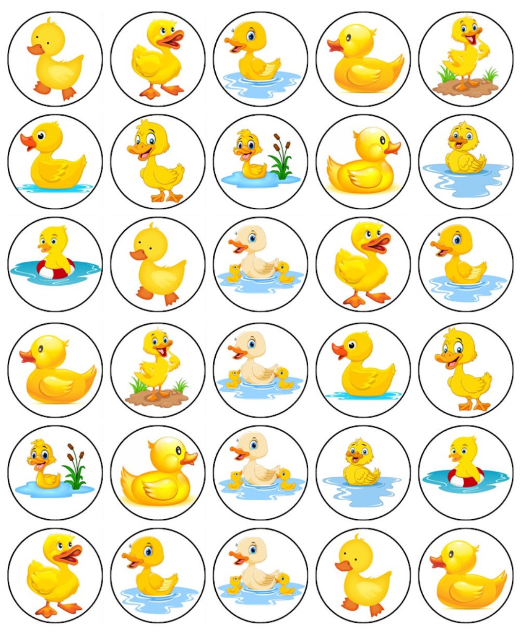Duck Cupcake Toppers Edible Icing Yellow Birthday Cake Decorations 2 ...